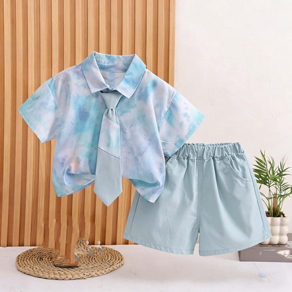 Amidoa Toddler Boys Girls 2 Piece Outfits Summer Clothes Solid Color T ...
