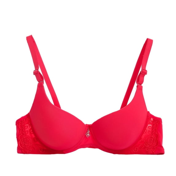 Amidoa Tshirt Bras for Older Women Red Underwire Seamless Minimizer ...