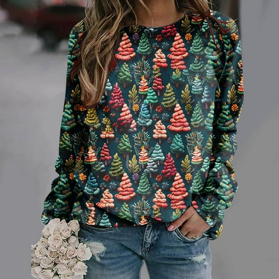 Amidoa Ugly Christmas Women's Sweatshirt Boat Neck Green Plus Size ...