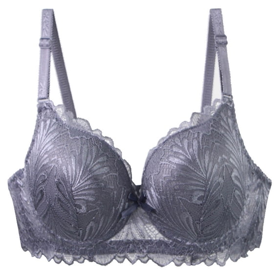 Amidoa Underwire Women's Bras Minimizer Push up Lace Gray High Support ...