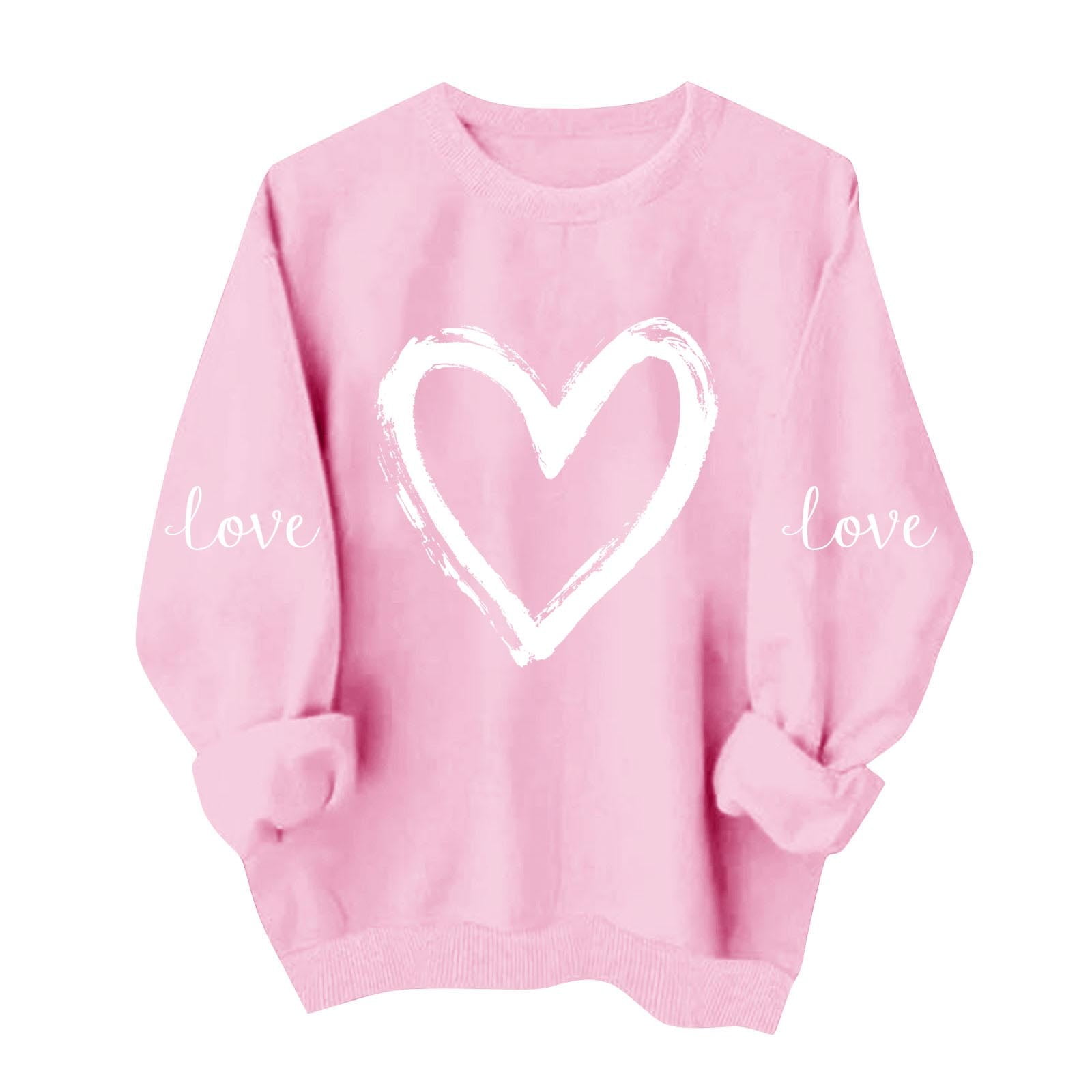 Amidoa Valentines Day Ladies Tops Winter Cute Long Sleeve Pink ...