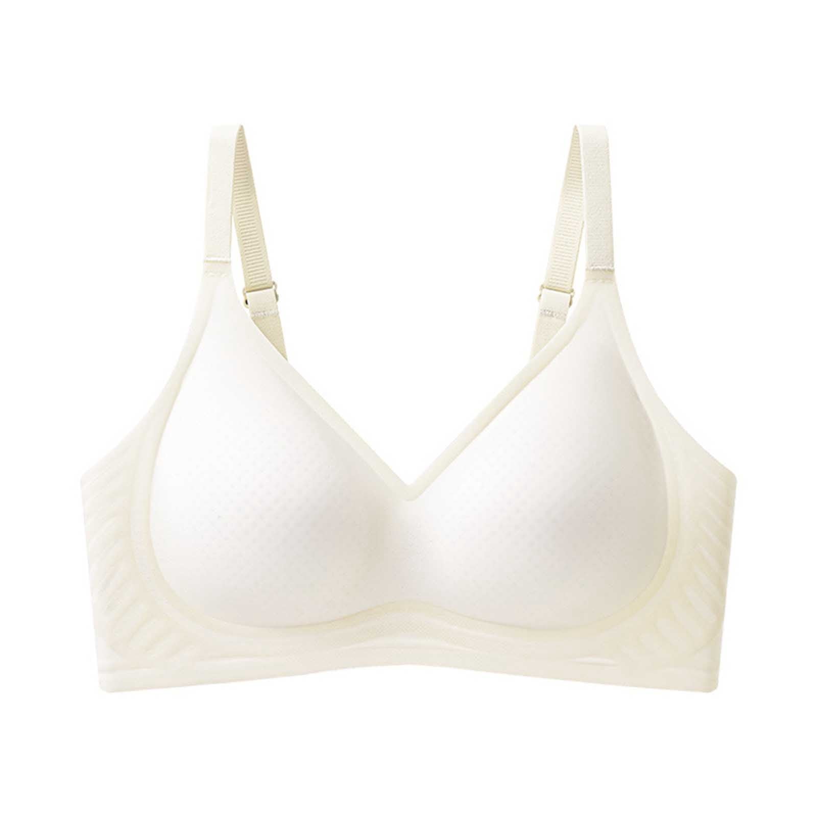 Amidoa White Bras for Women Back-Smoothing No Wire Seamless Solid Bra ...