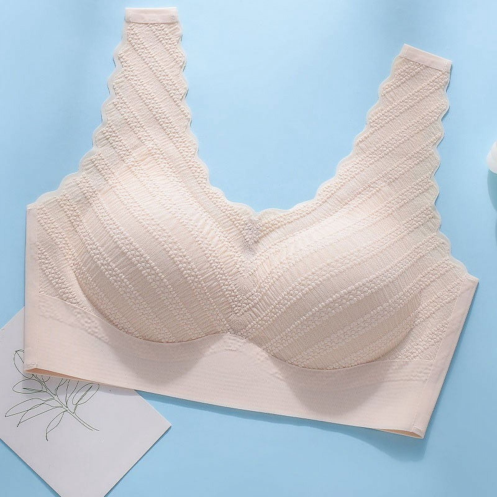 Amidoa Wire-Free Bras for Older Women Pink Beauty Back Push-up Solid ...