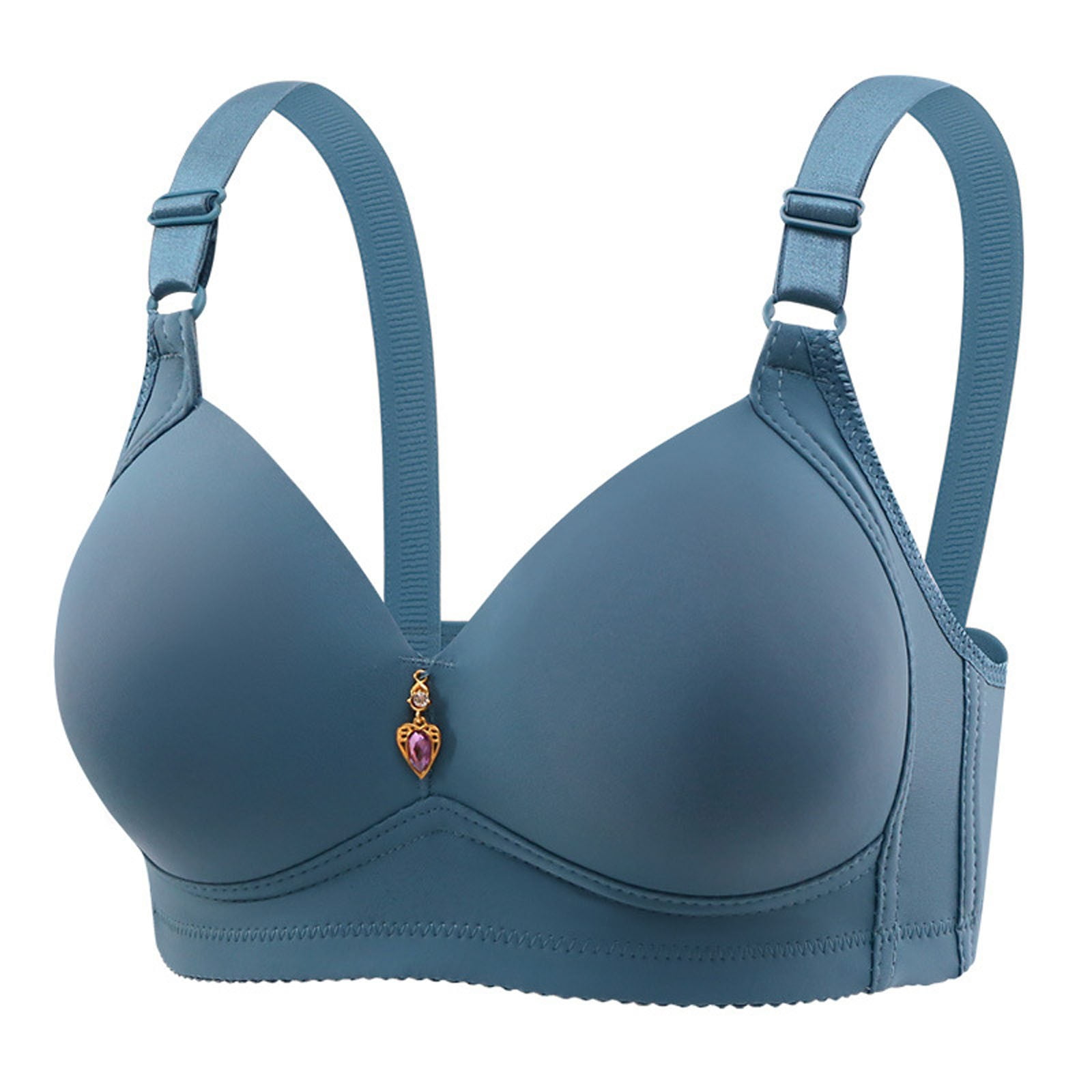 Amidoa Wire-Free Bras for Women Full-Figure Blue Large Bust Solid Bra ...