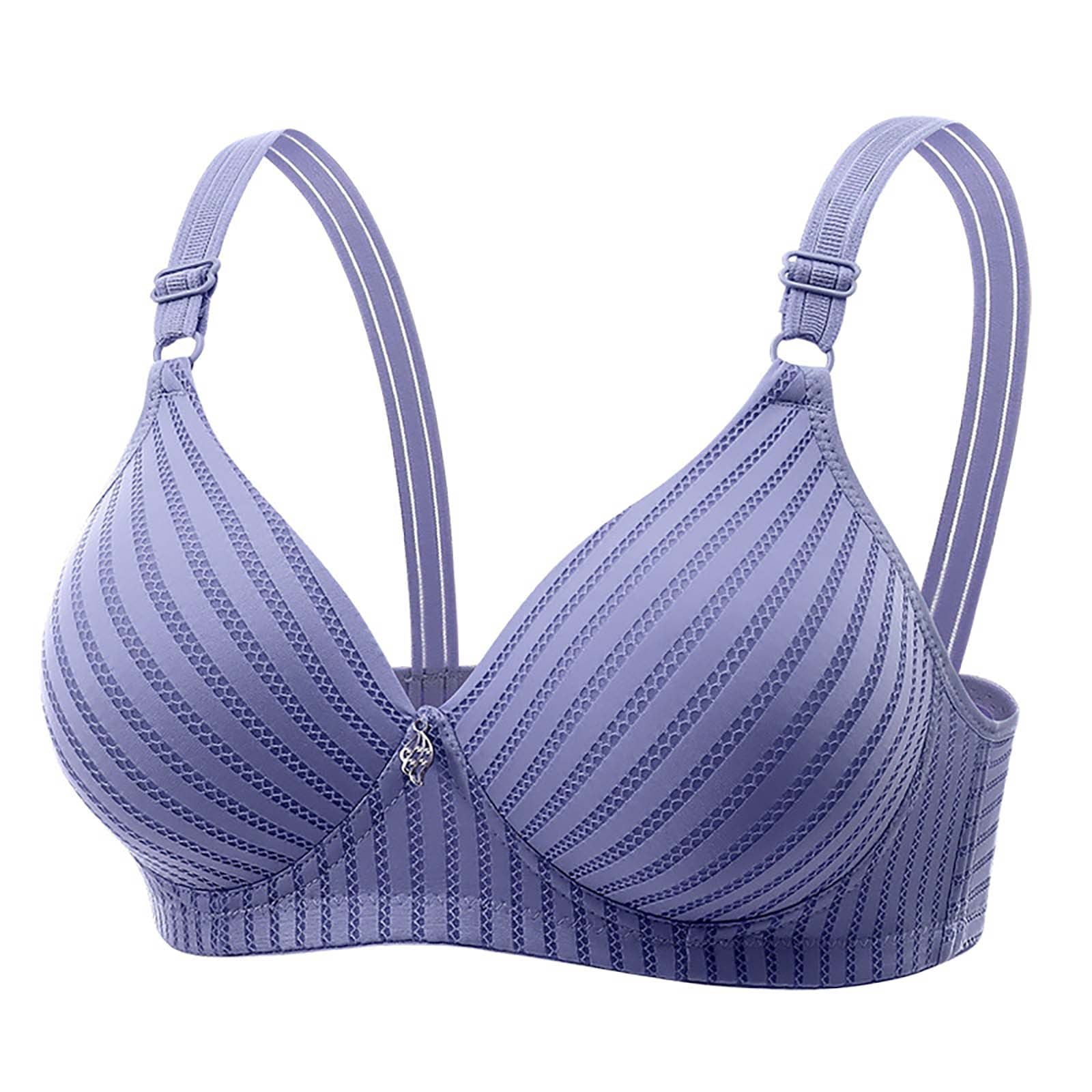 Amidoa Wire-Free Bras for Women Push-up Blue Full Coverage Breathable ...