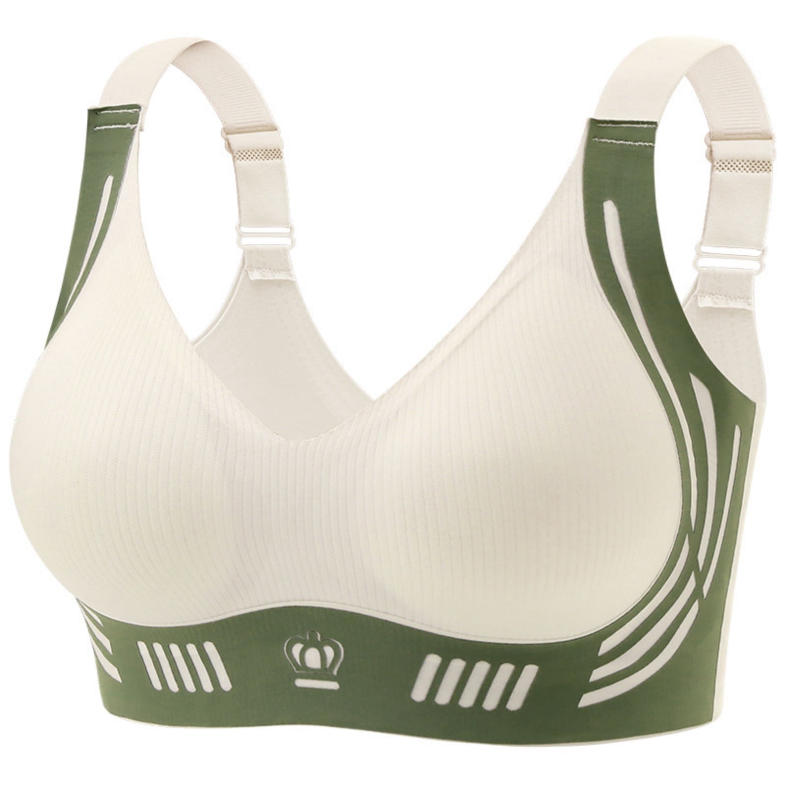 Amidoa Wirefree Bras for Older Women Full Coverage White High Impact ...