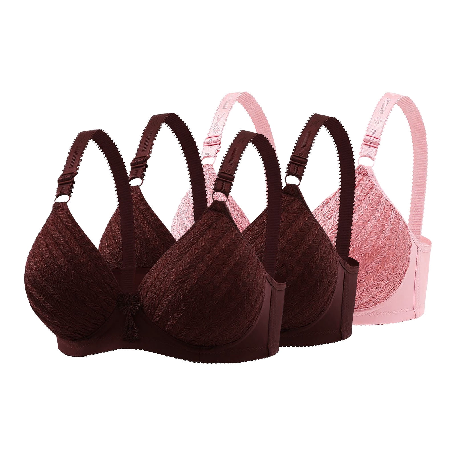 Amidoa Wirefree Bras for Older Women Lace Large Bust Full Coverage Pink ...