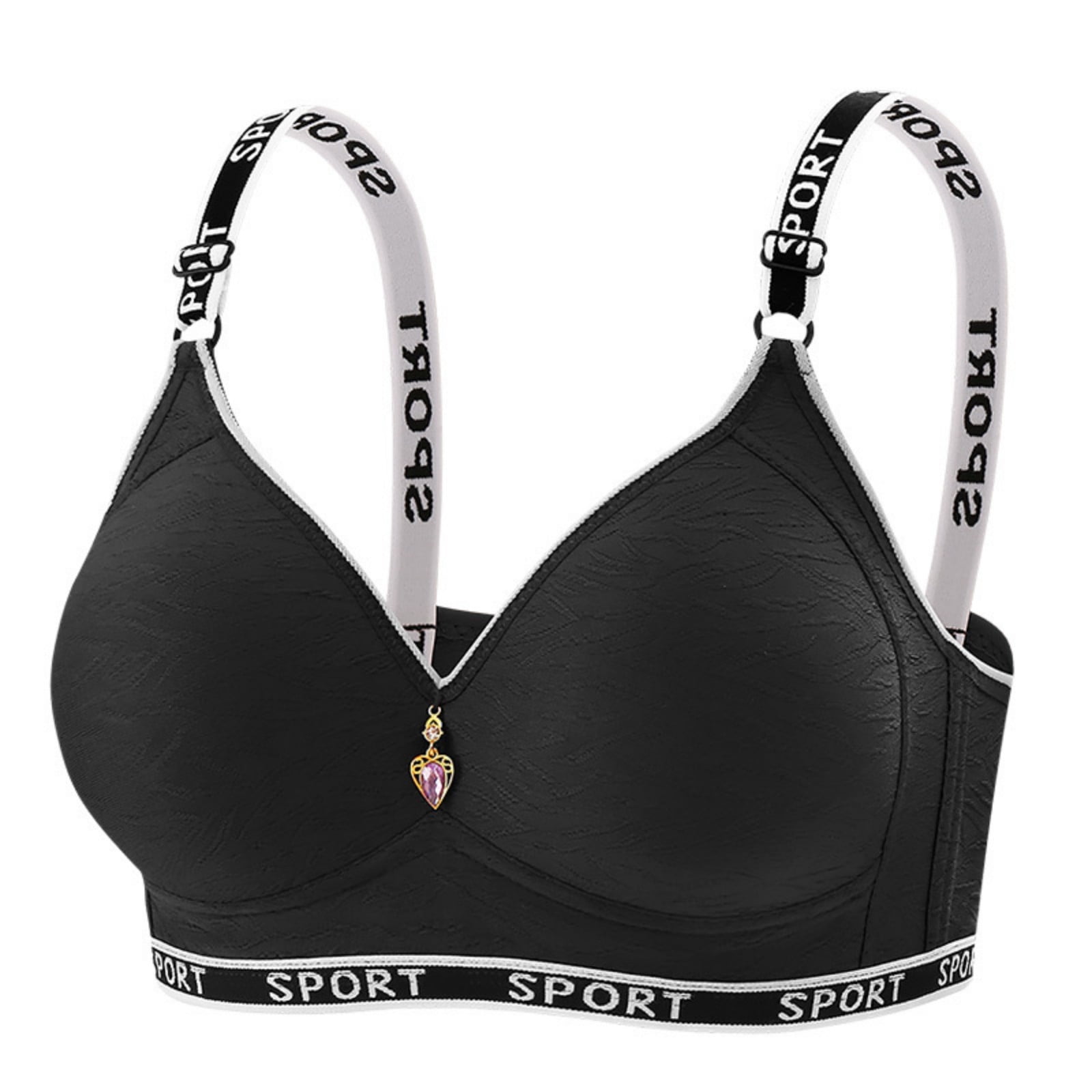 Amidoa Wirefree Bras for Older Women Plus Size Large Bust Lace Black ...