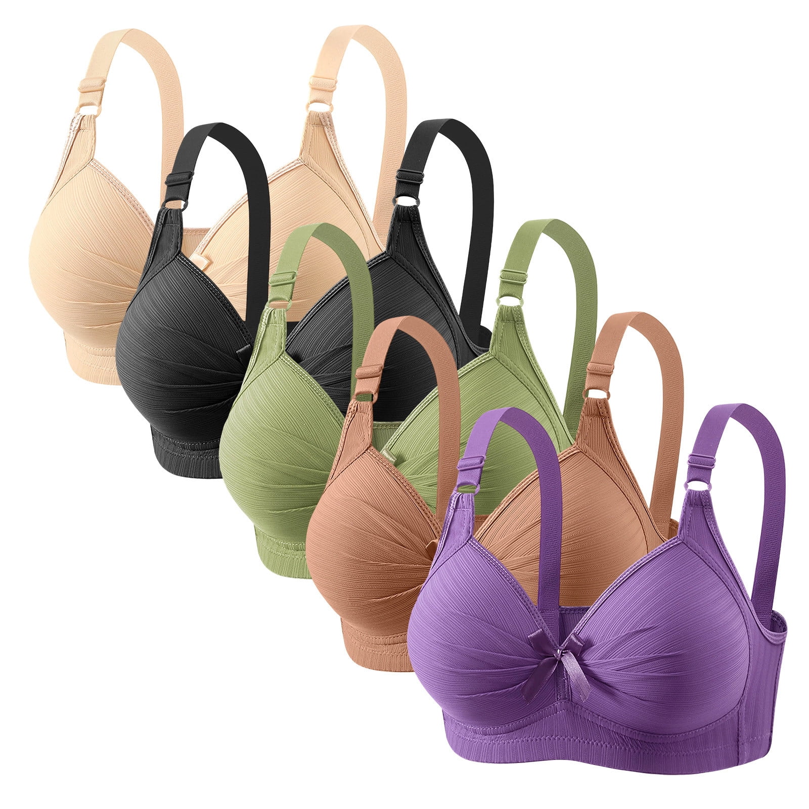 Amidoa Wirefree Bras for Older Women Purple Full Coverage Plus Size ...