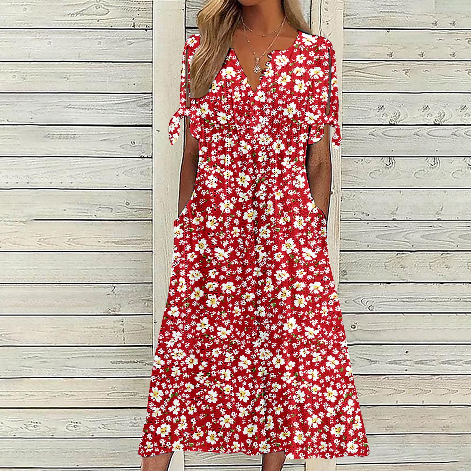 Amidoa Woman Dresses Spring Short Sleeve V-Neck Off the Shoulder ...