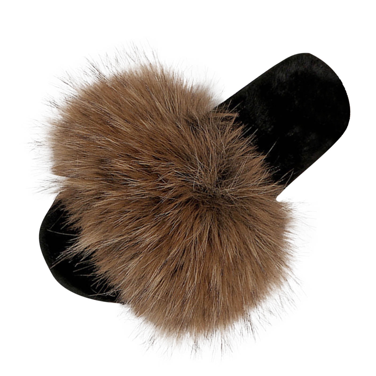 Amidoa Womans Slippers Indoor House Fuzzy Brown Open Toe Fashion ...