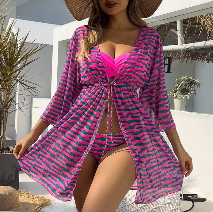 Amidoa Womens Plus Size Swimsuits Bikini Tops Graphic High Cut Wrap 3
