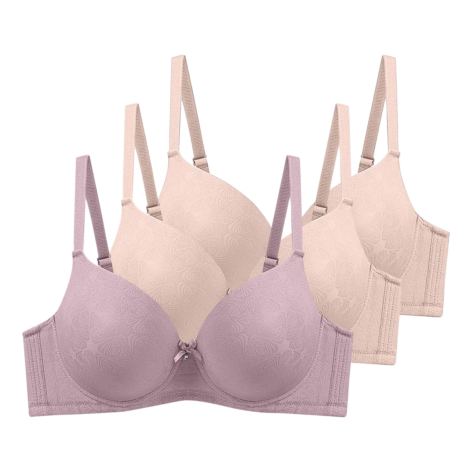 Amidoa Womens Bras Pink Push-up Underwire T-Shirt Solid 3 Pcs Bras ...
