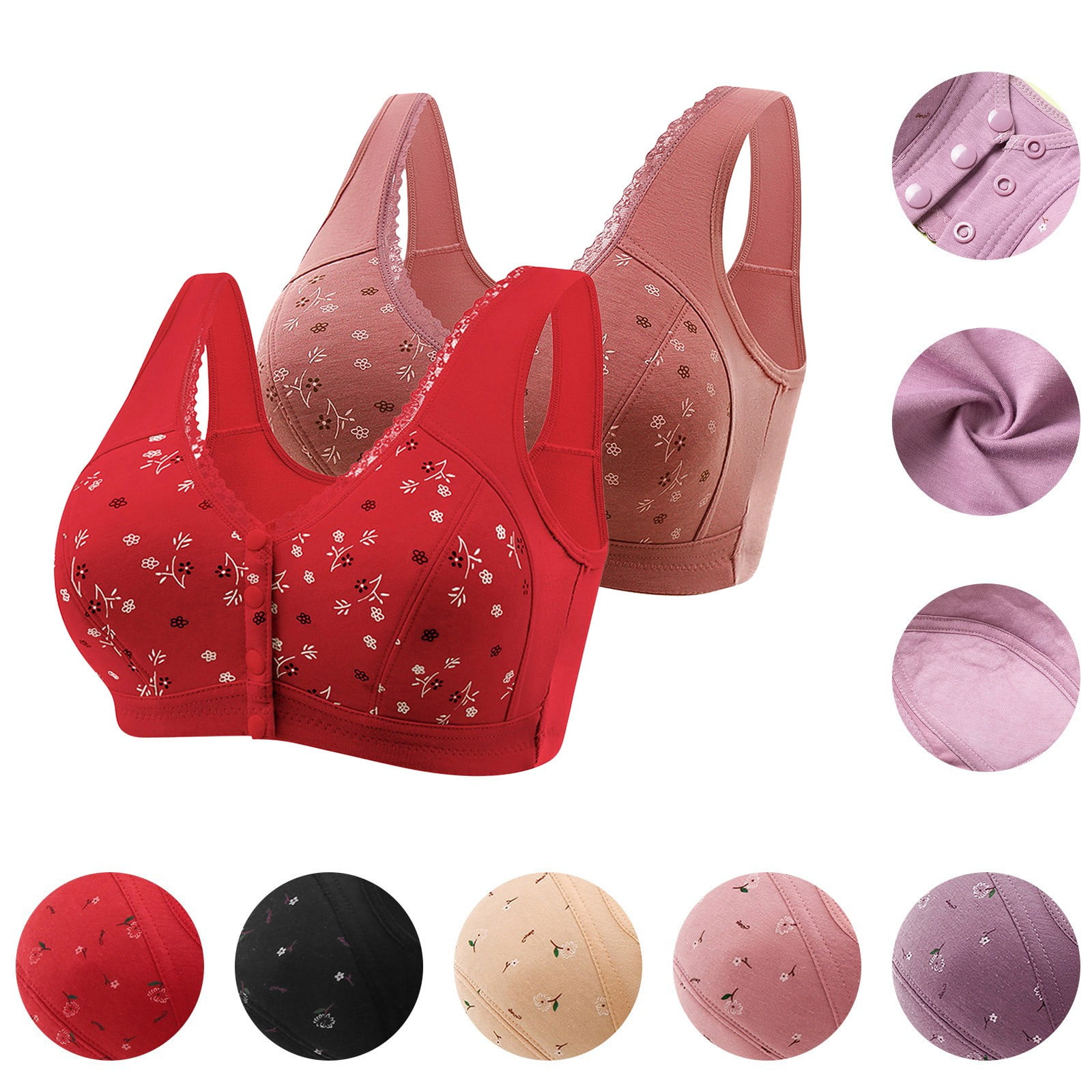 Amidoa Womens Lingerie Front Closure Full-Figure 2 Pcs Bras 90 S ...