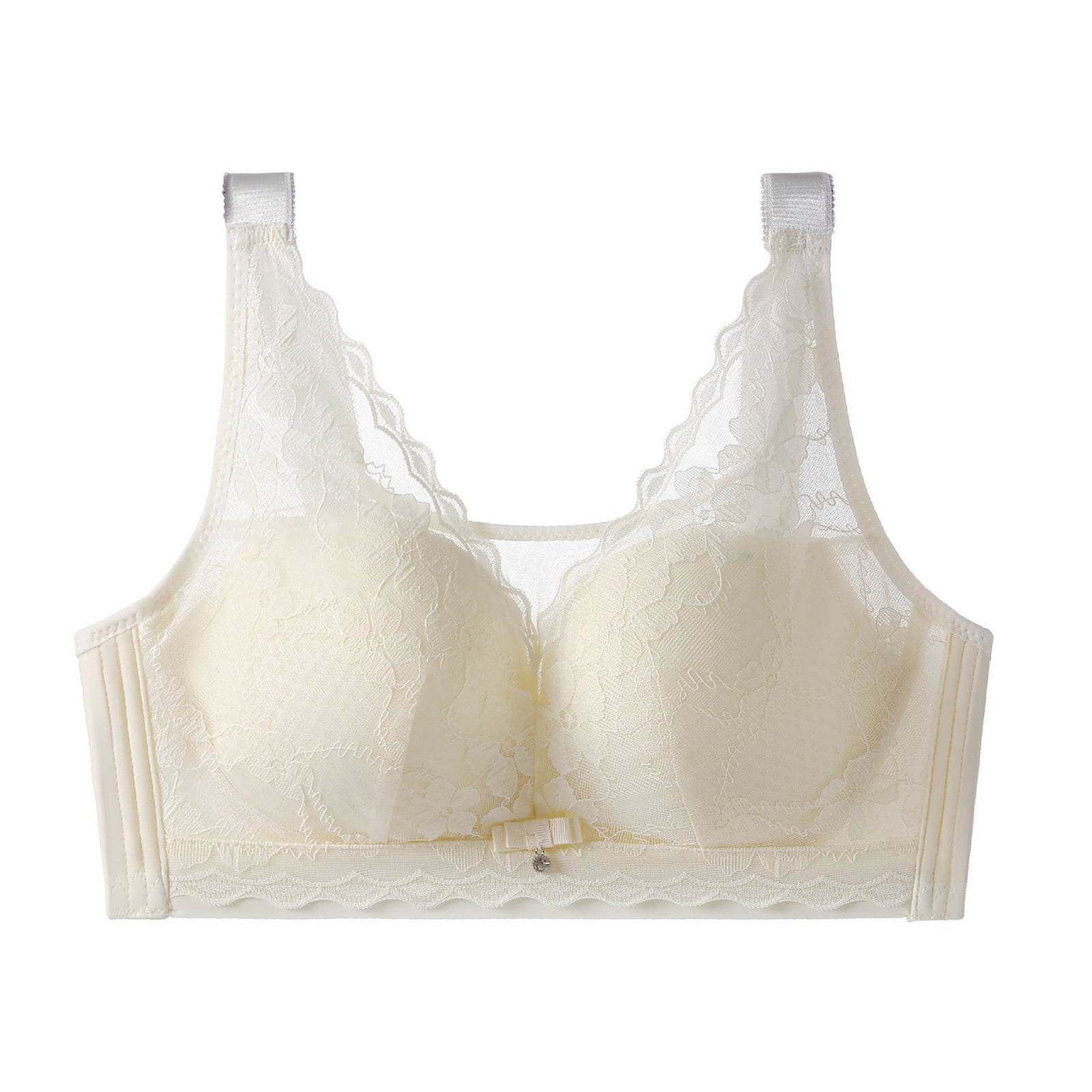 Amidoa Yellow Bras for Women Wire-Free Lace Push-up Bralette Bralettes ...