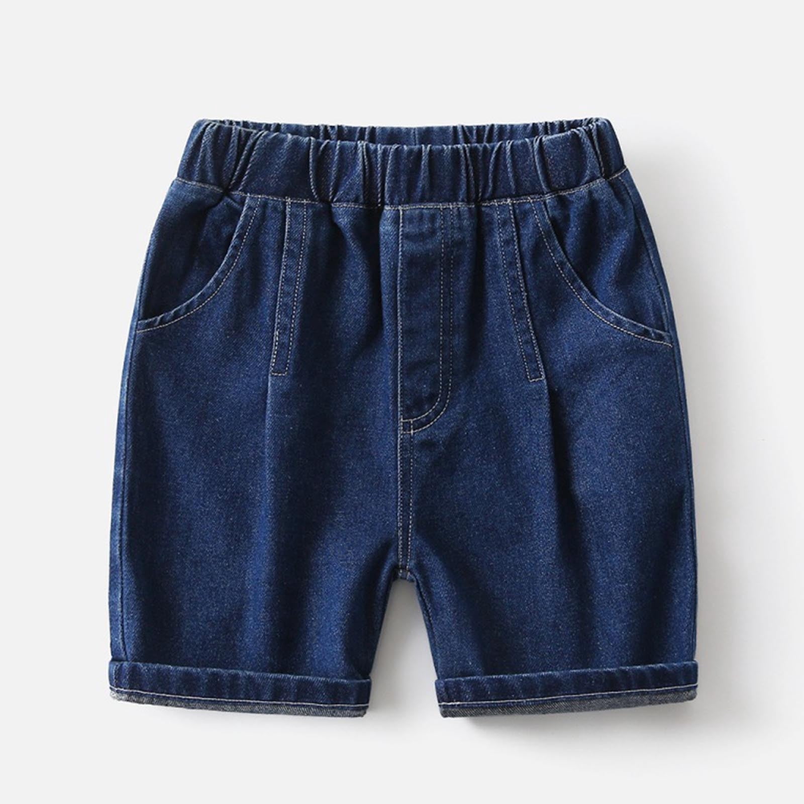 Amidoa Girls Jeans Shorts Casual With Pockets Wide Leg Baggy Summer ...