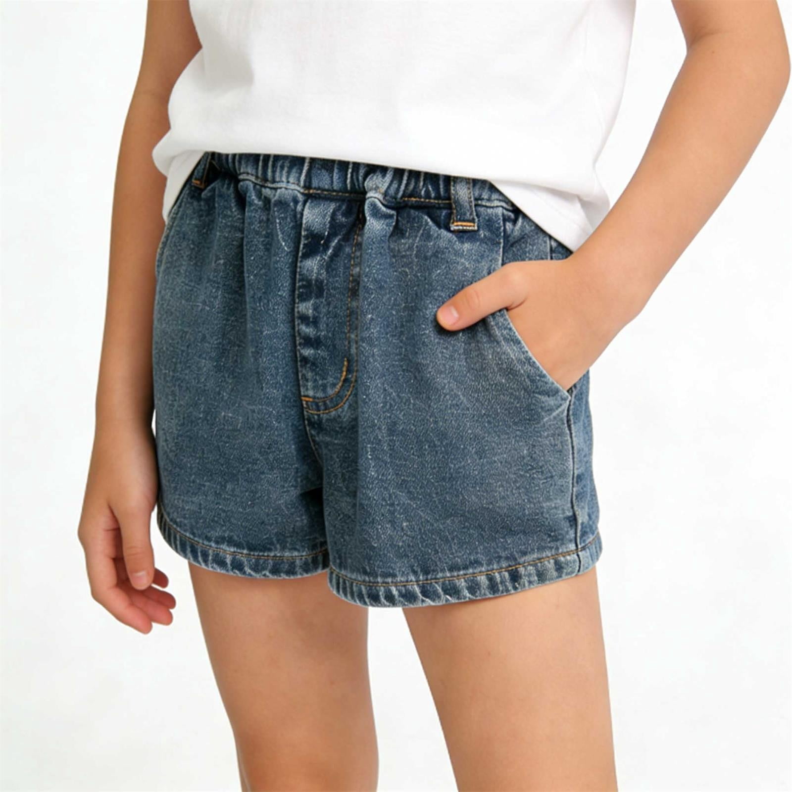 Amidoa Wide Leg Girls Jeans Shorts Casual Kids Baggy Summer Denim ...