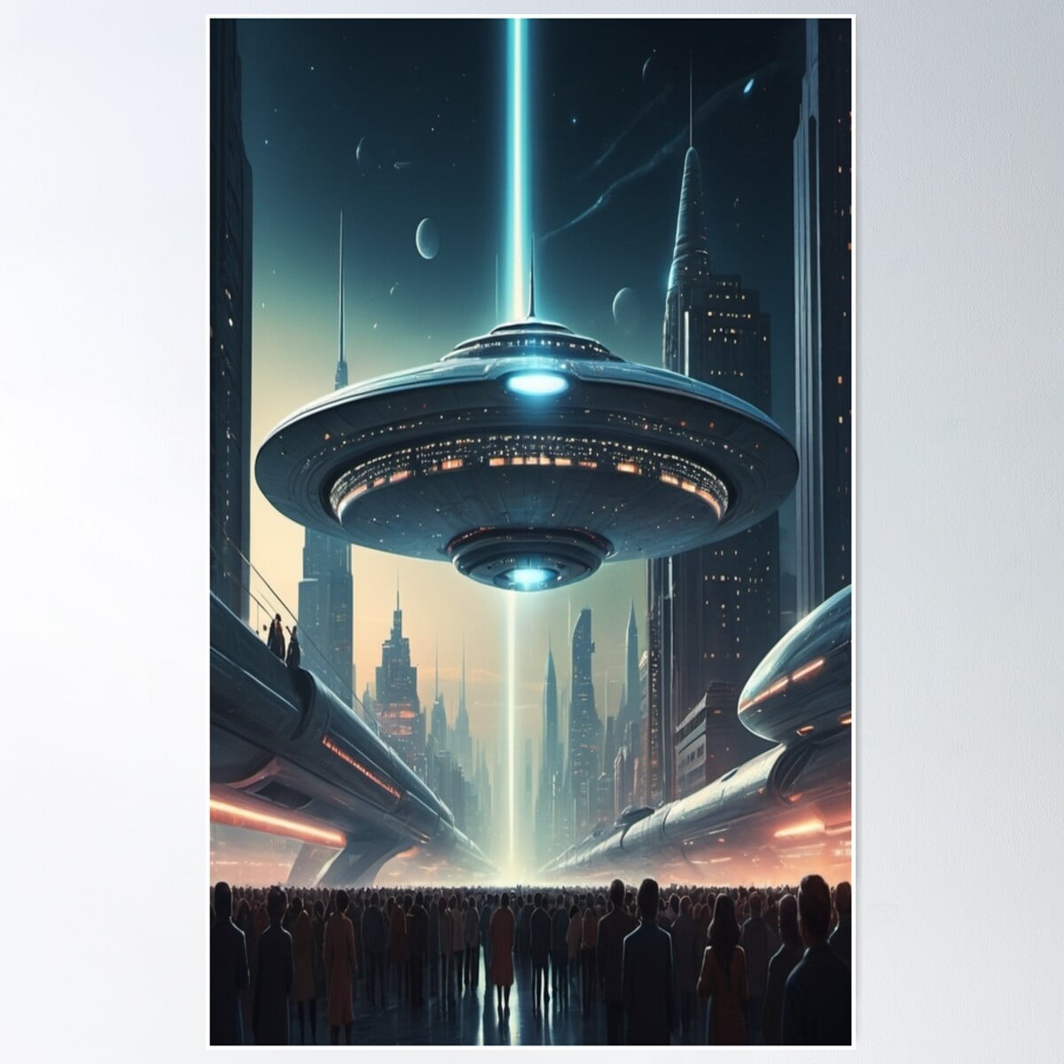 Amidst Ufo Lights - Alien Invasion Poster Wall Art, Modern Wall Decor ...