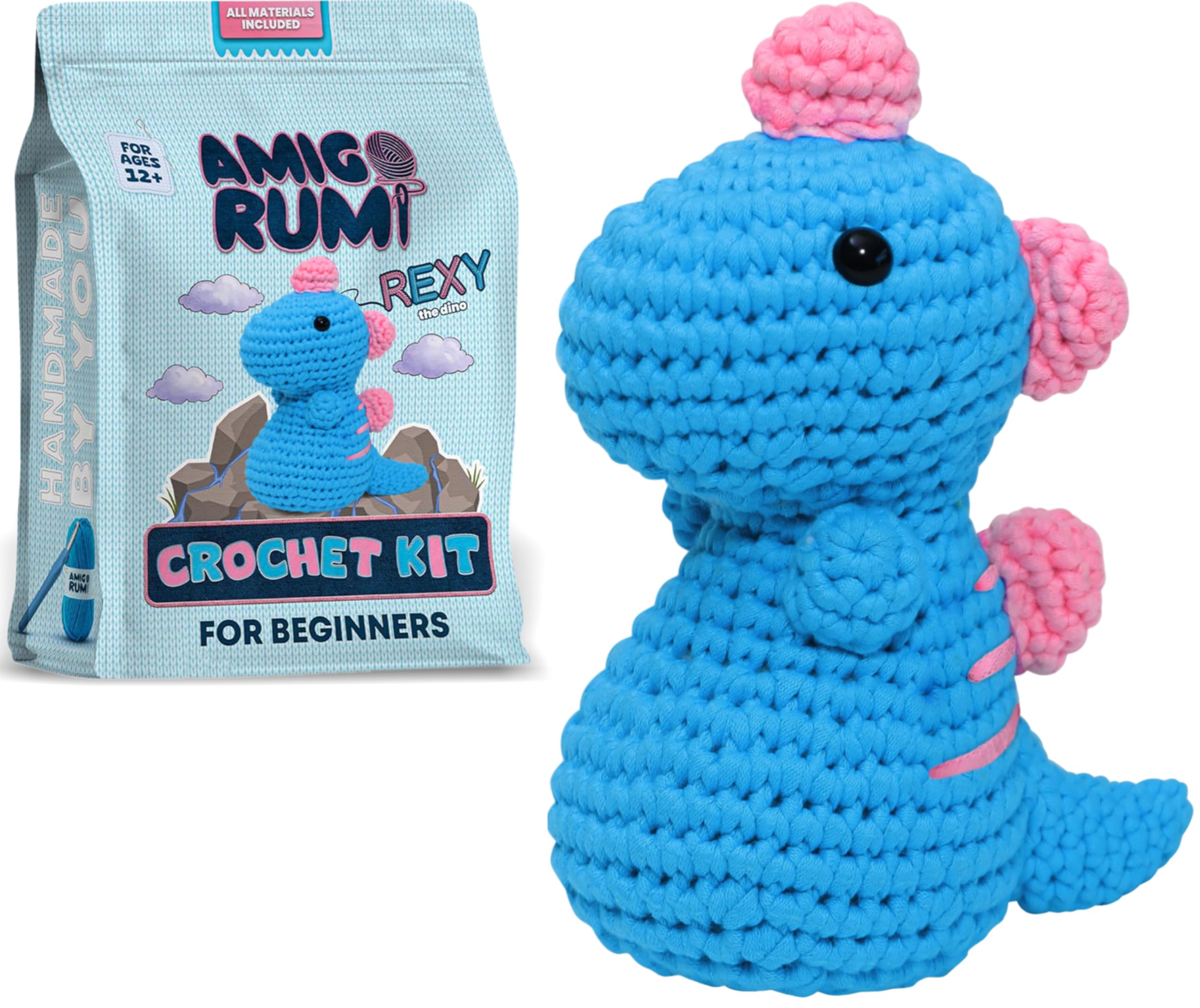 Amigo Rumi Dinosaur Beginners Crochet Kit - Learn How to Crochet Starter Kit - 3+ Hours of Video ...