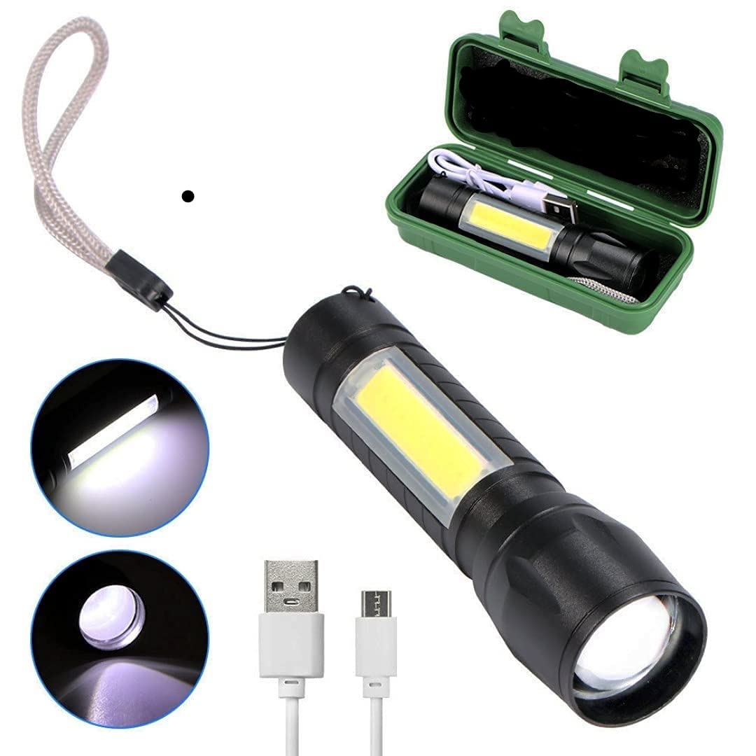 AmigozZ High Power USB Rechargeable Long Range Led Torch Light with 3 ...