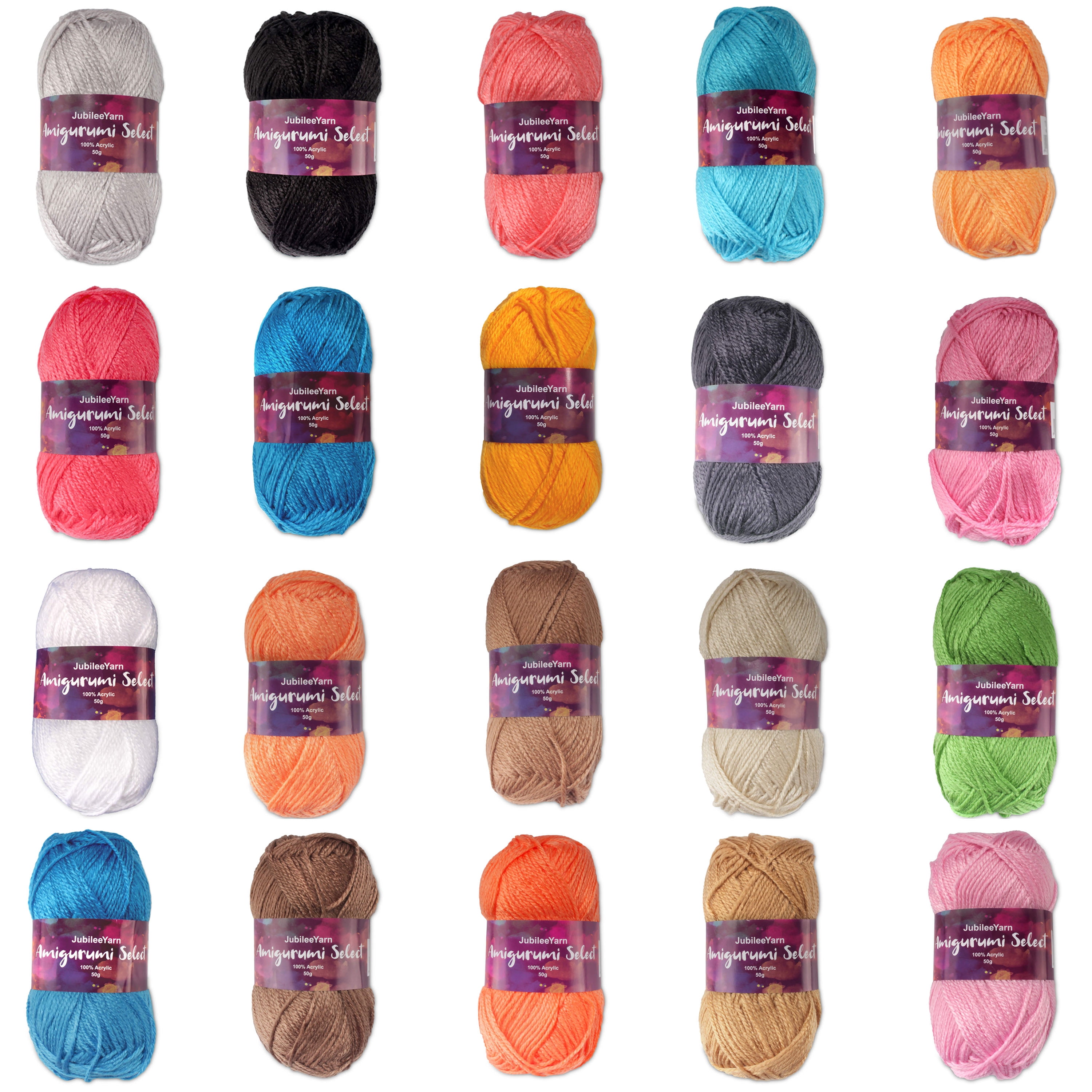JubileeYarn Amigurumi Select Yarn - Baby Acrylic - Variety Pack - 12 ...