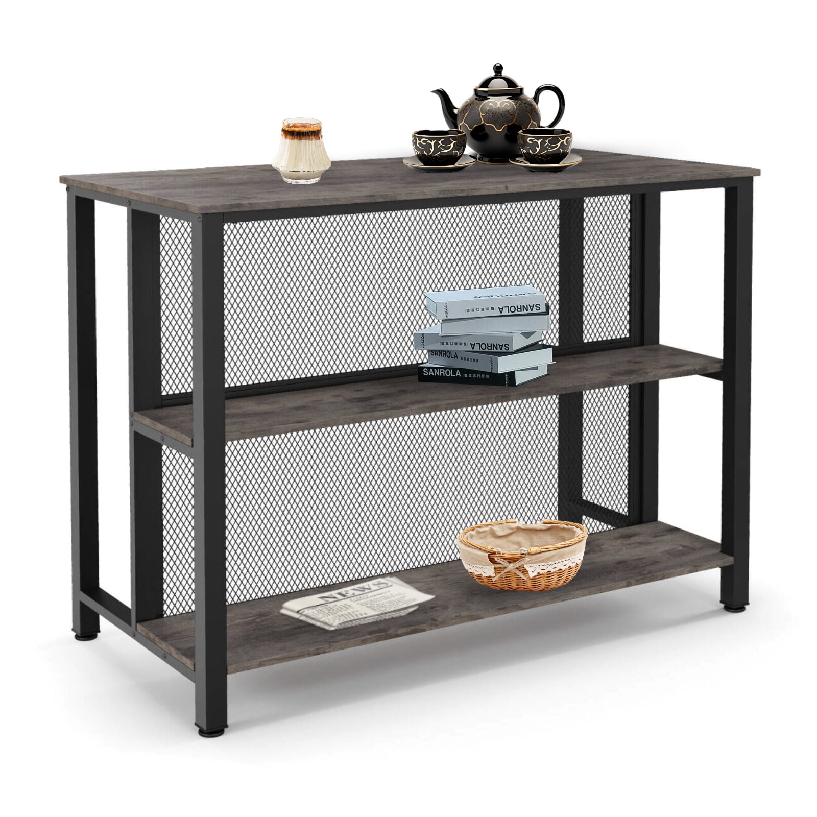 Amijoy 36" Tall Bar Table with Storage, 3-Tier Wine Bar Unit Table with ...