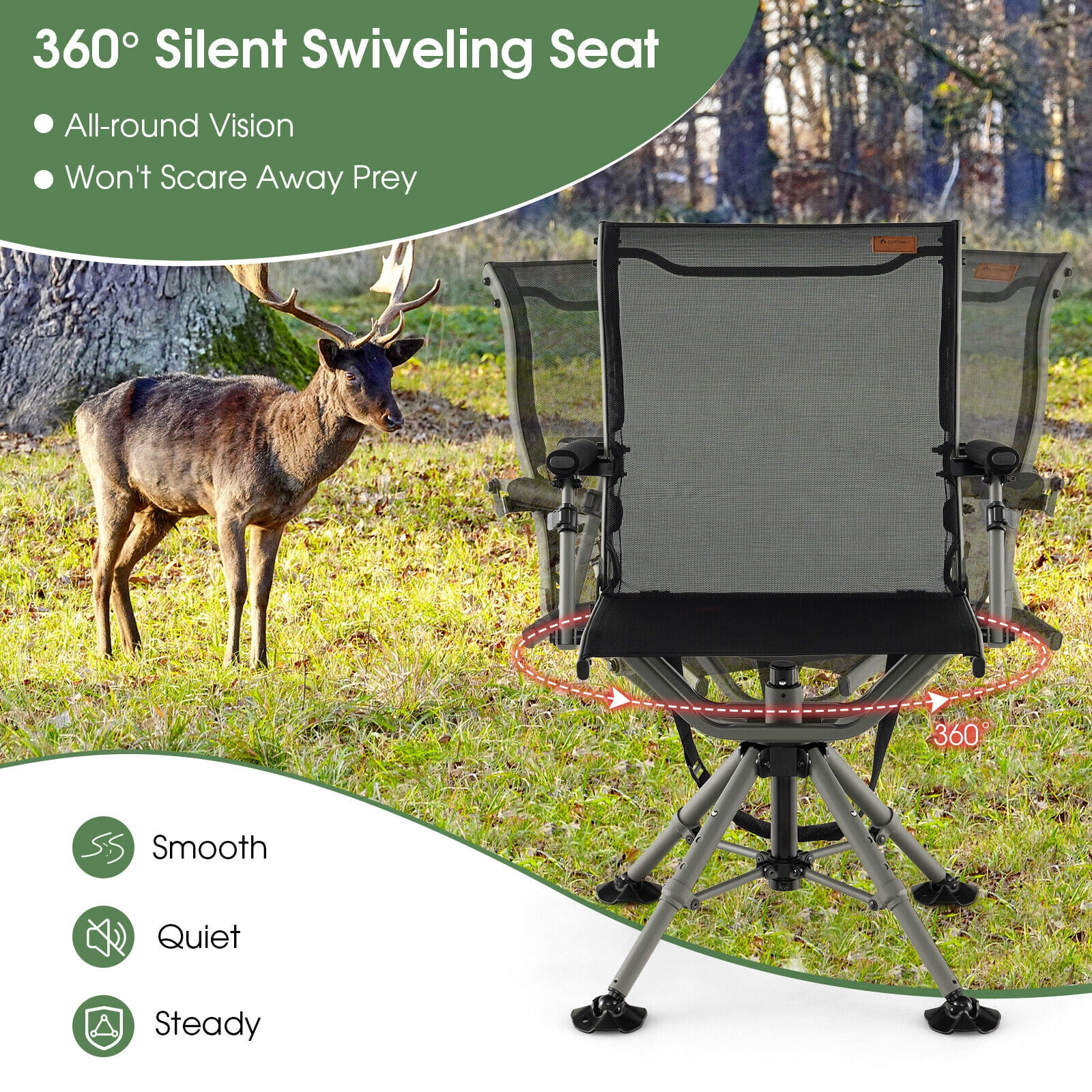 Amijoy 360 Degree Silent Swivel Hunting Chair, Folding Height ...