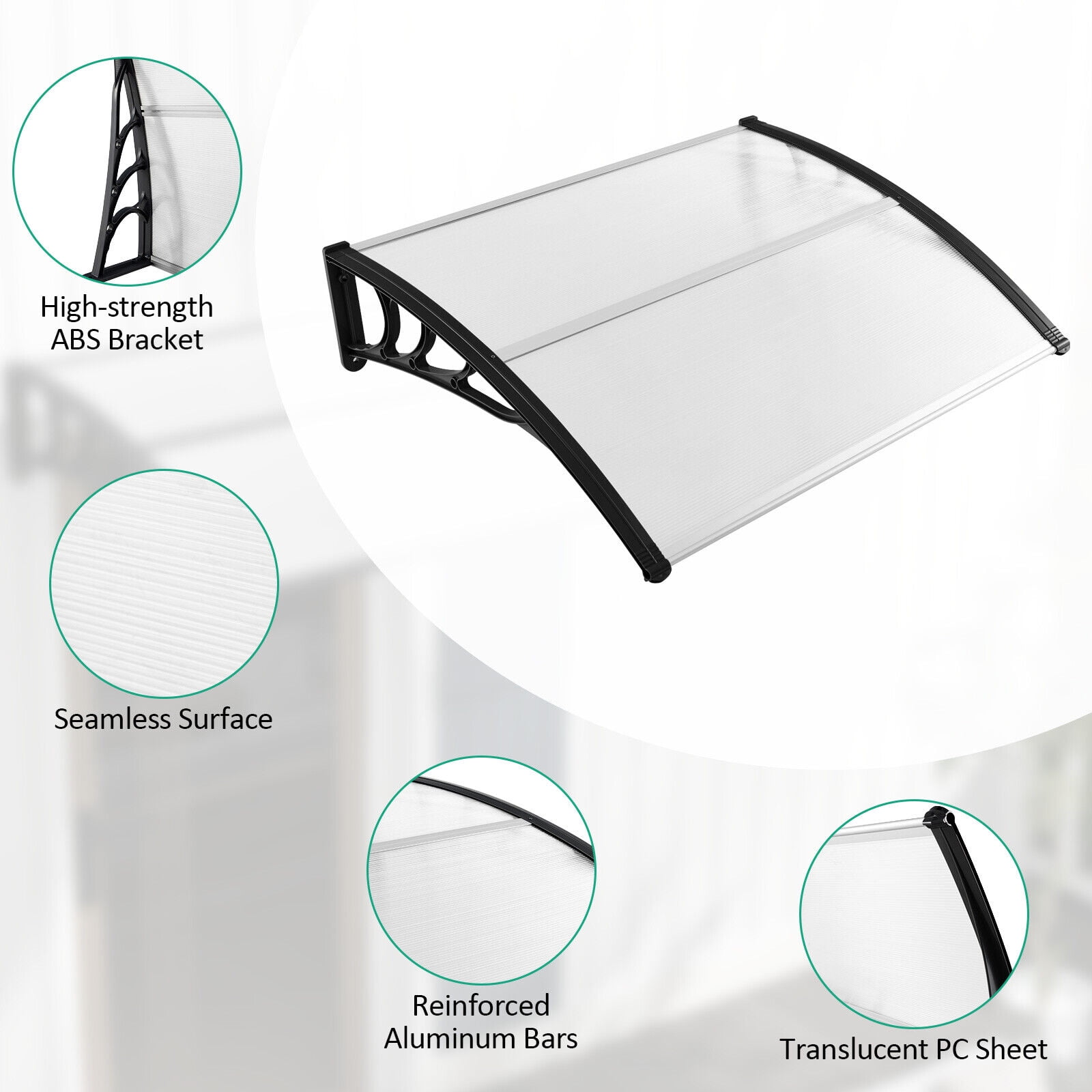 Amijoy 48" x 40" Window Outdoor Awning Door Canopy Exterior Awning ...