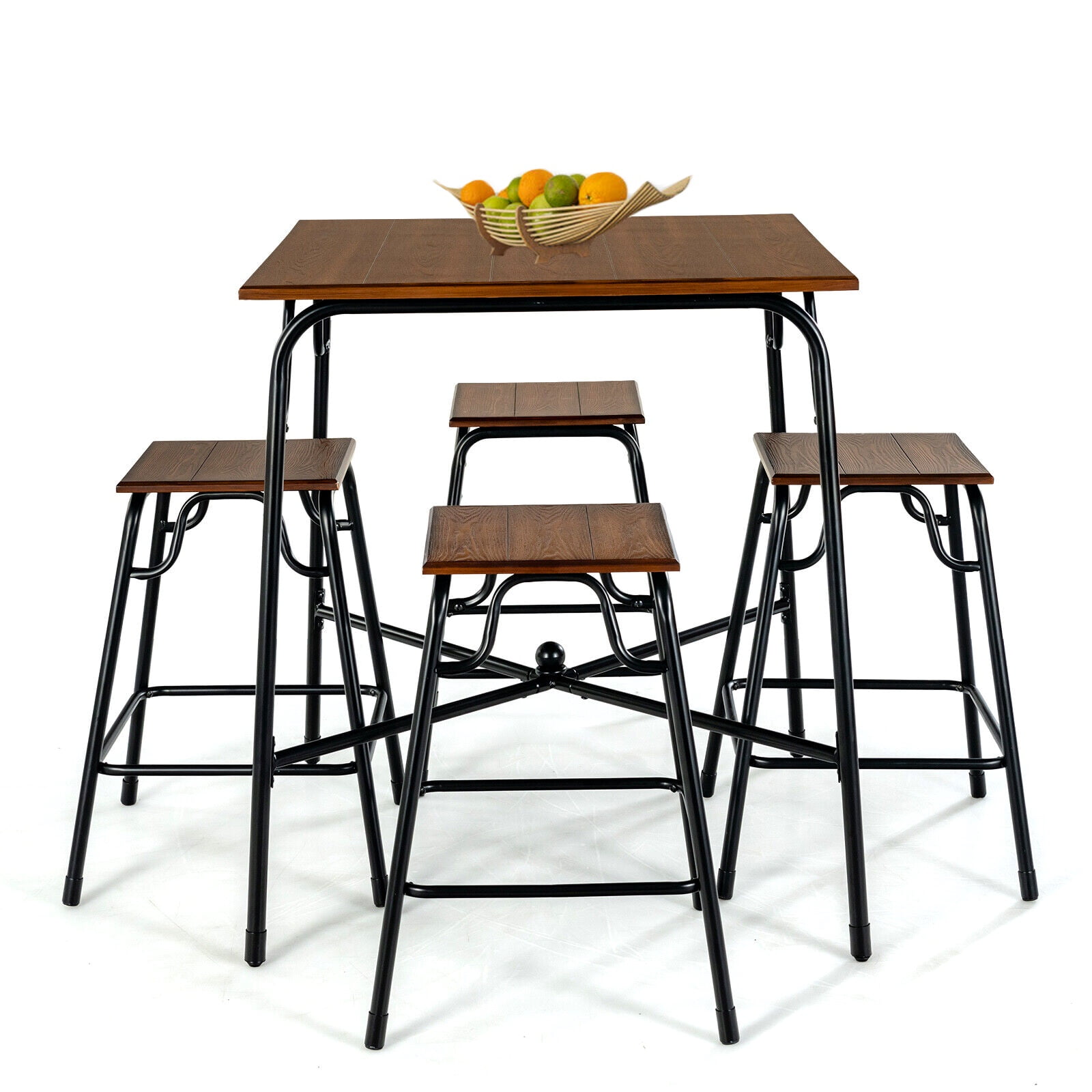 Amijoy 5-Piece Bar Table Set, Pub Dining Table Set W/Counter Height ...