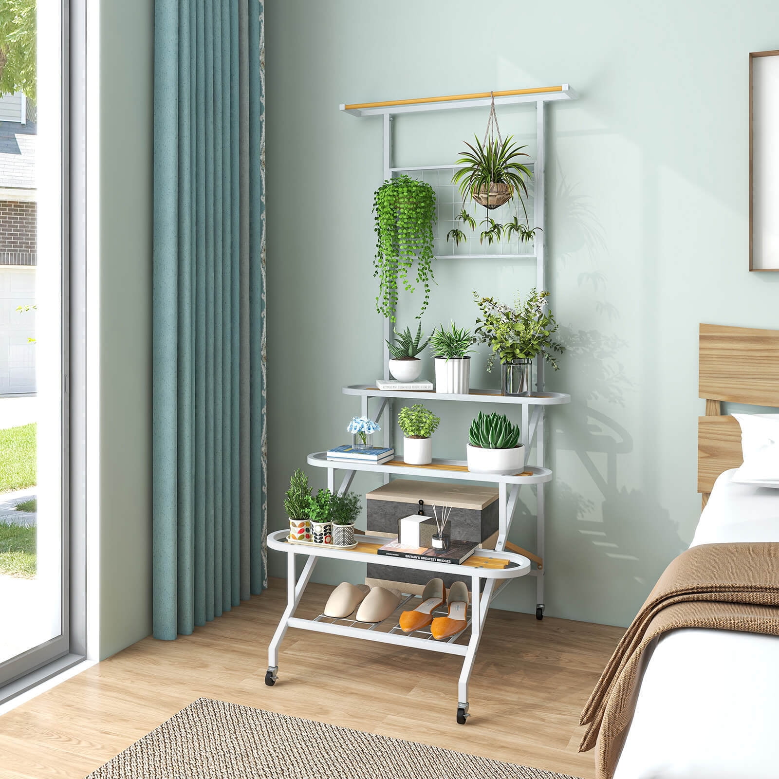 Amijoy Hanging Plant Stand Indoor, 3-Tier Metal Ladder Plant Rack with ...