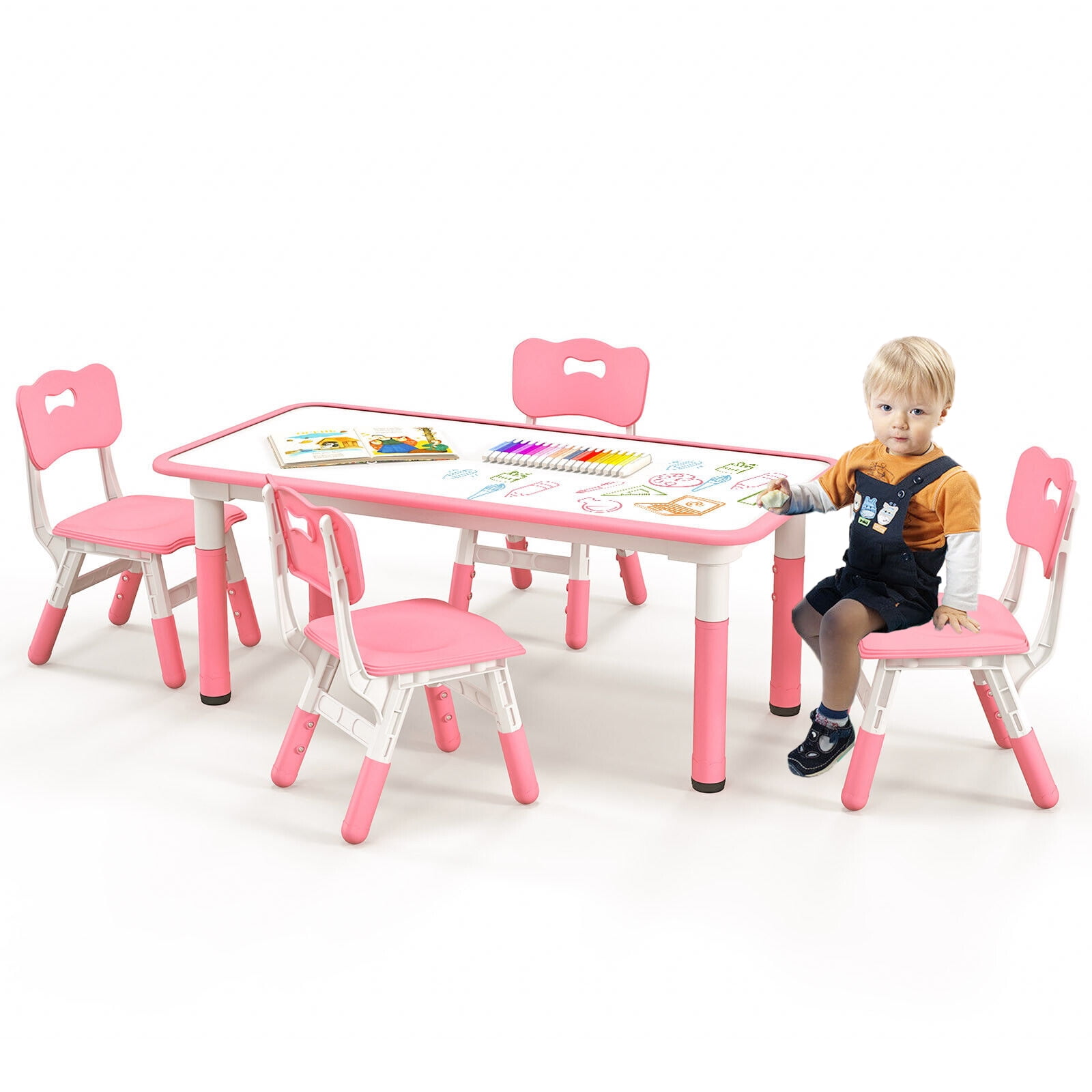 Amijoy Kids Graffiti Table, Multifunctional Toddler Table And Chairs ...