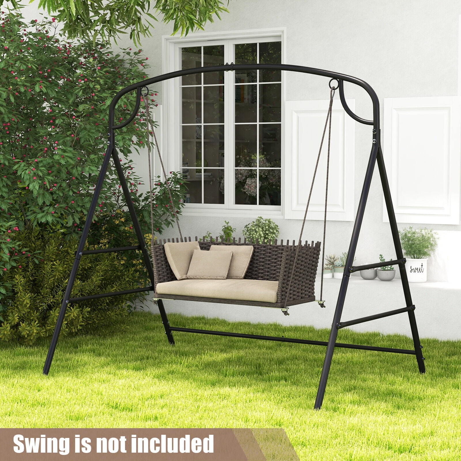 Amijoy Patio Metal Swing Stand Heavy-Duty A-Shaped Swing Frame w ...