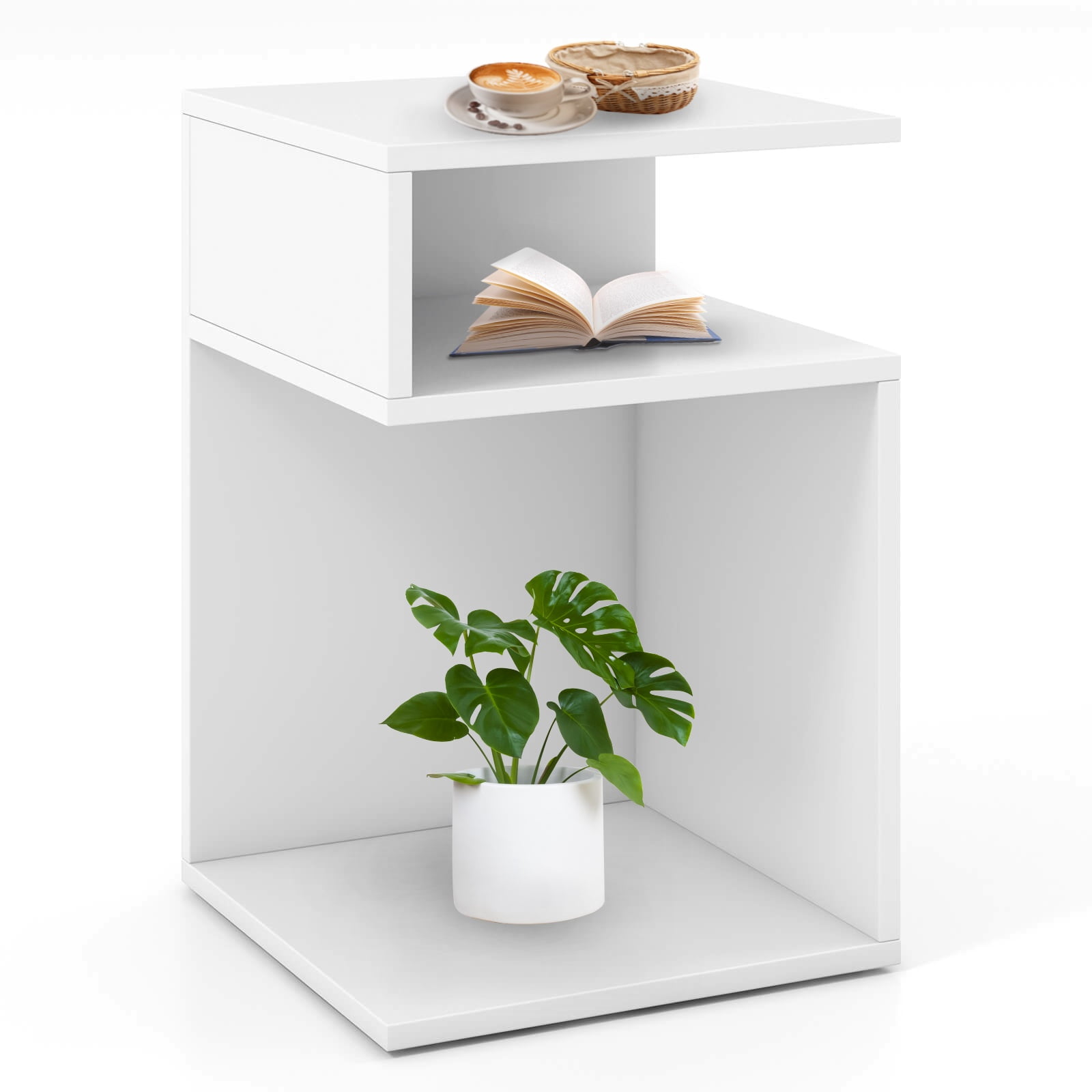 Amijoy S-shaped white edge table with unique S-shaped frame, space ...