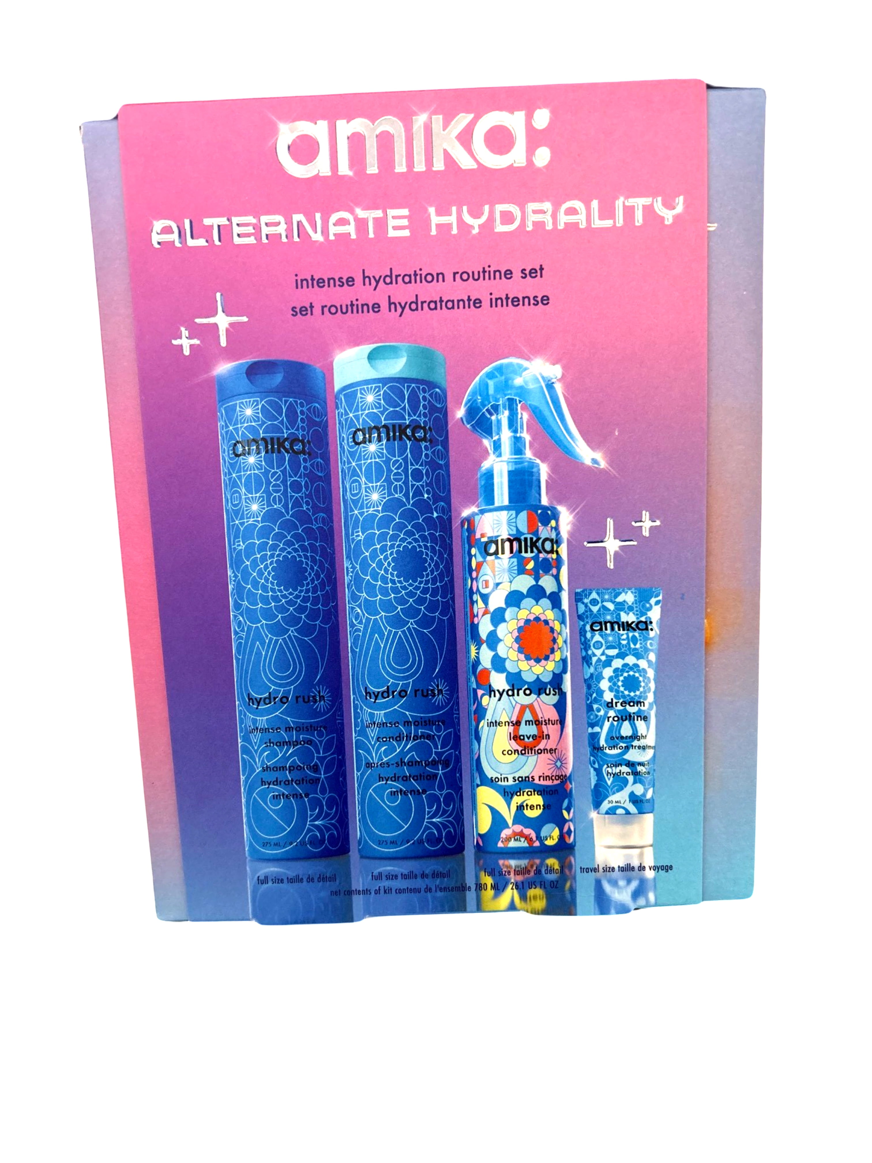 Amika Hydrality Kit: Hydro Rush Shampoo, Conditioner, Leave-In & Mini Overnight Treatment ...