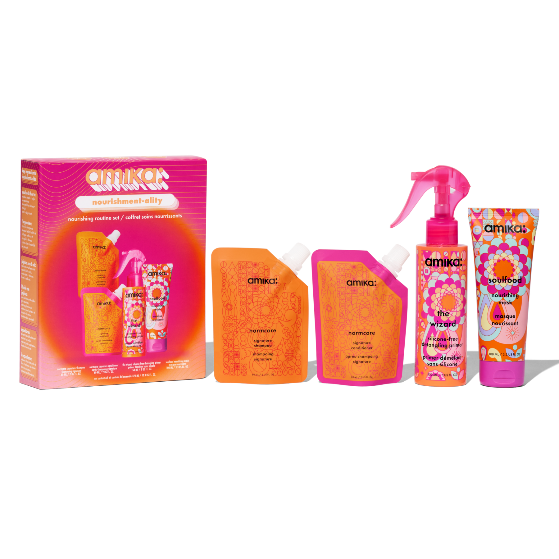 Amika Nourishment-ality Nourishing Routine Set 4-Piece Kit (Net 12.3 oz ...
