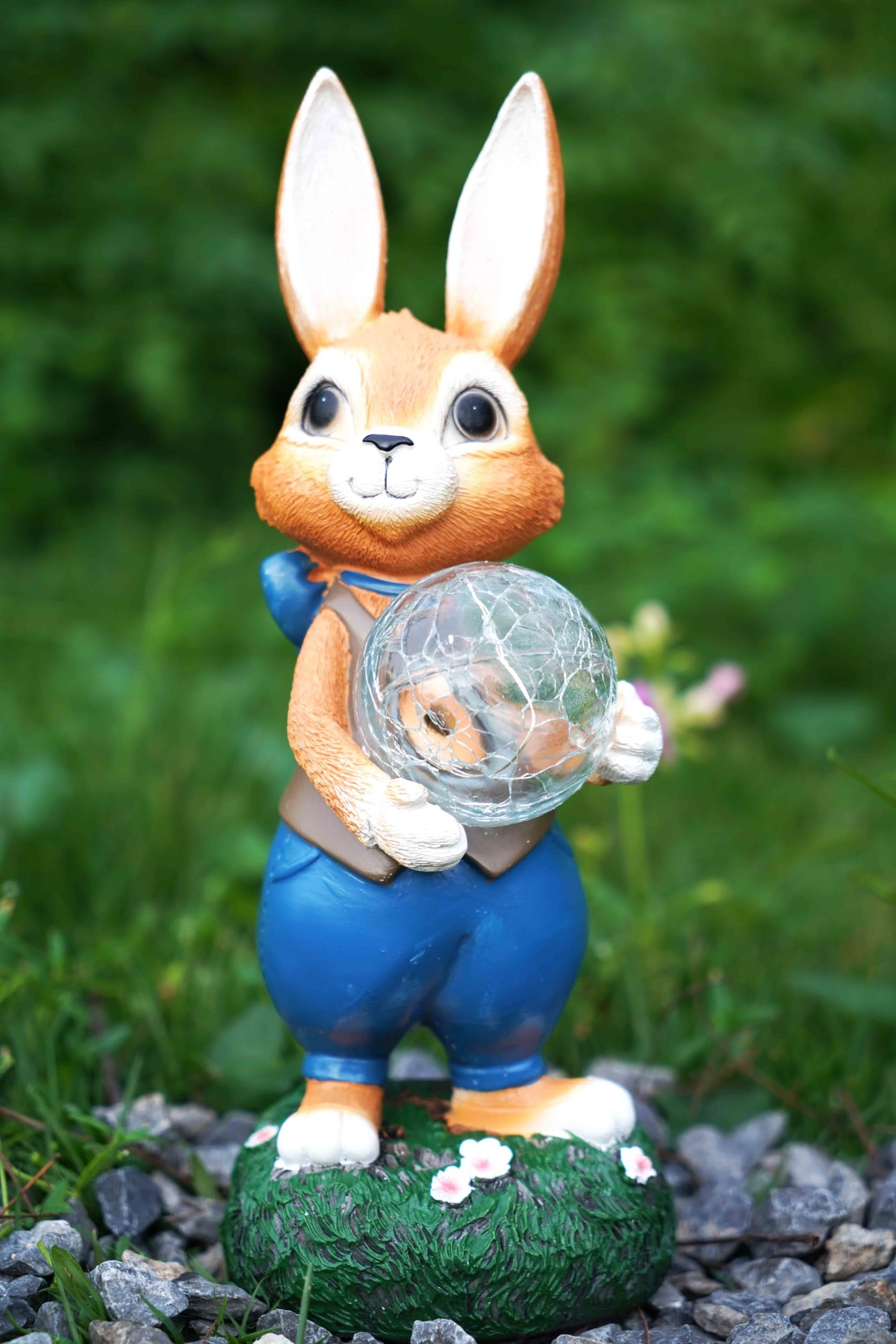 Amilarna Solar Garden Outdoor Statues Bunny with Ball LED Lights ...