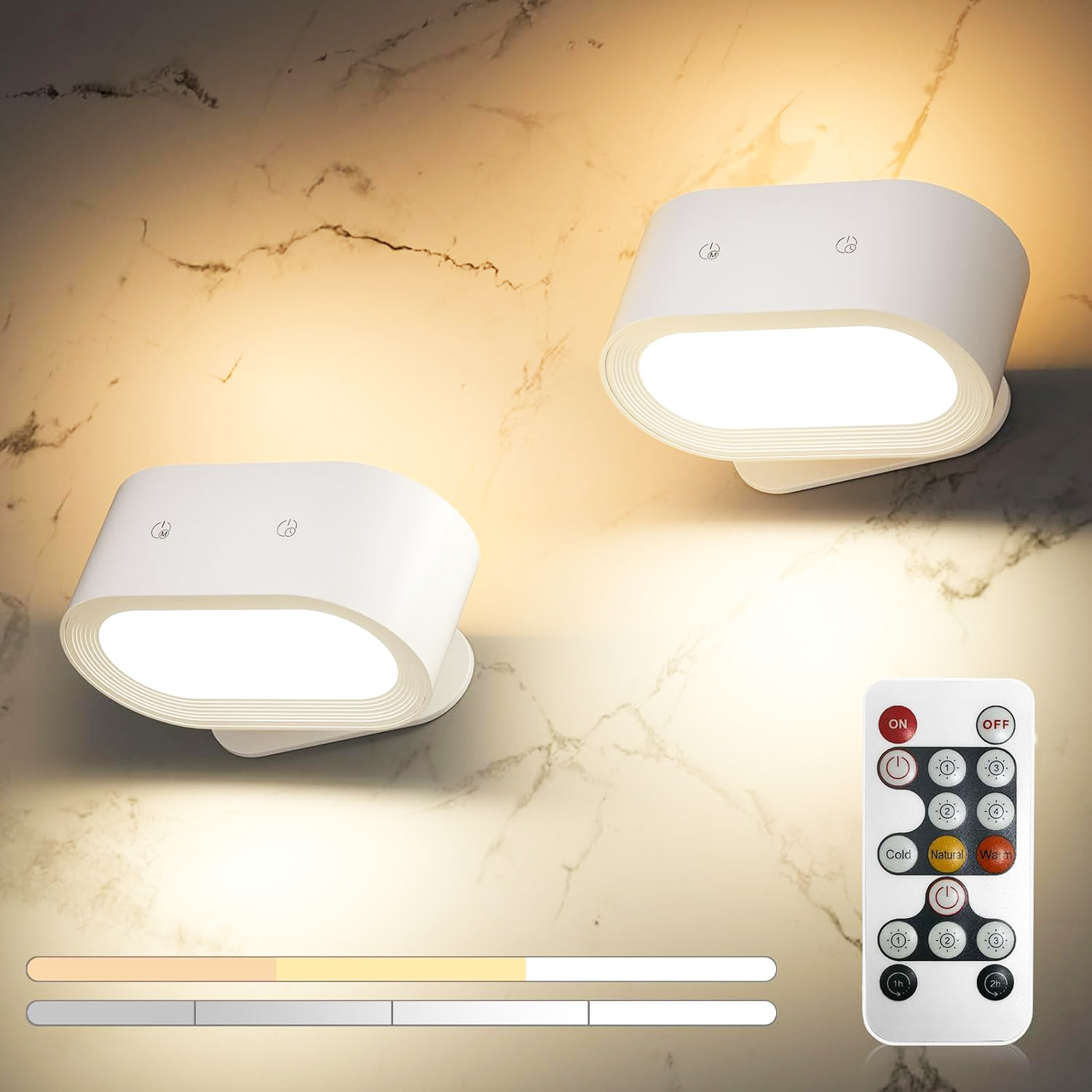 FSLiving Battery Operated Wall Sconces Wireless Grey Metal Wood Wall ...