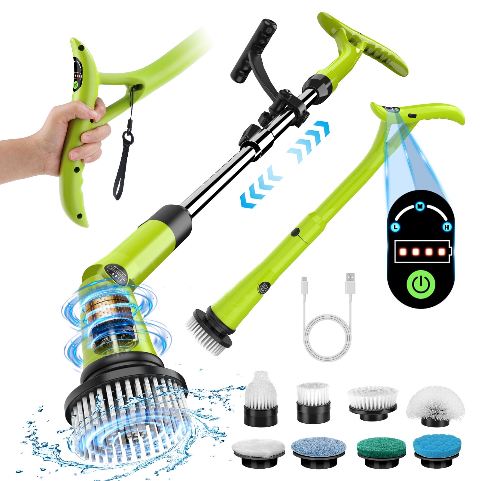 Amiluo Electric Spin Scrubber, 600 RPM Cordless Bathroom Cleaning Brush ...