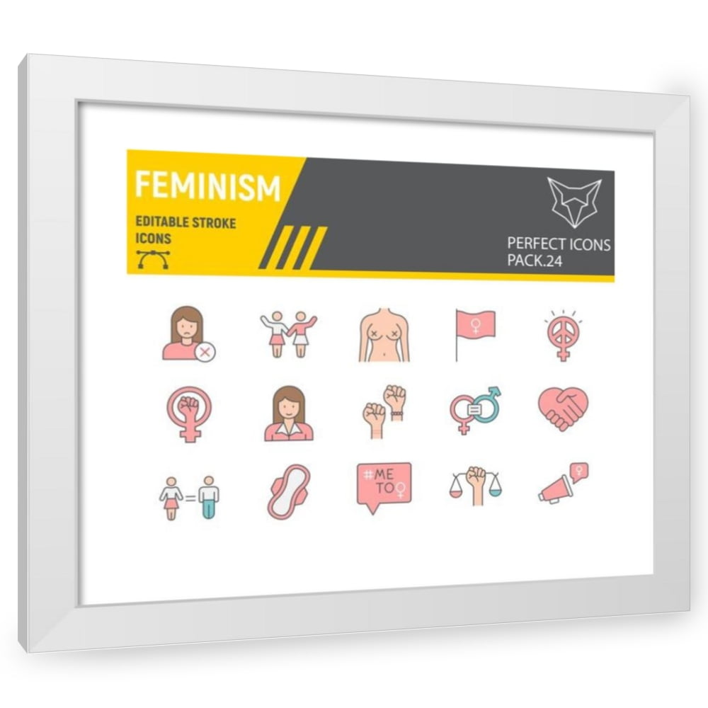 Amin Yusifov 20x16 White Modern Wood Framed Wall Art Titled Feminism
