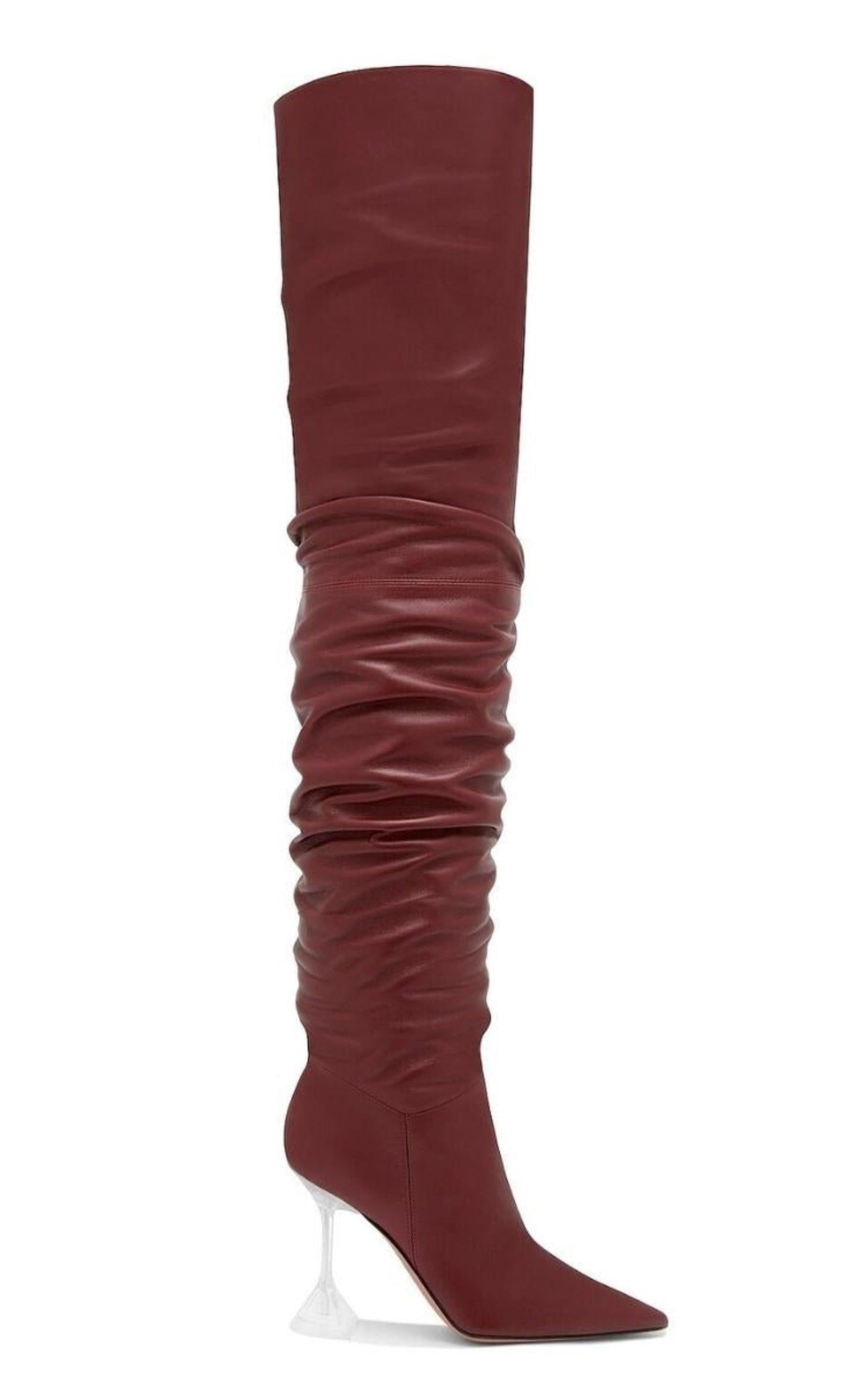Olivia Burgundy Tall Leather Over The Knee Boots - Runway Catalog ...