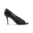 Amina Muaddi Black Nappa Leather Julianne 90 Peep Toe Pumps Black ...