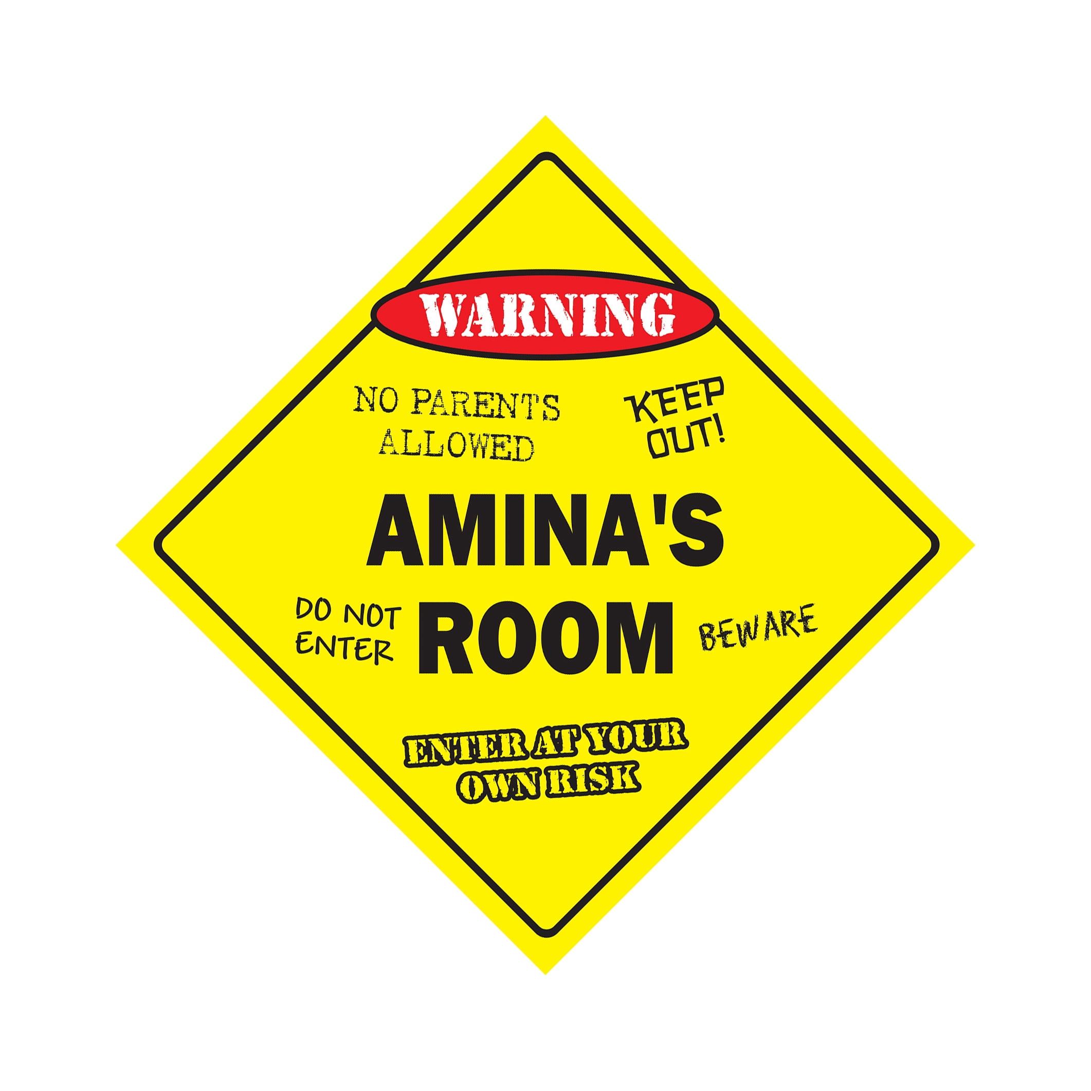 Amina's Room Sign Crossing Zone Xing | Indoor/Outdoor | 12" Tall kids ...