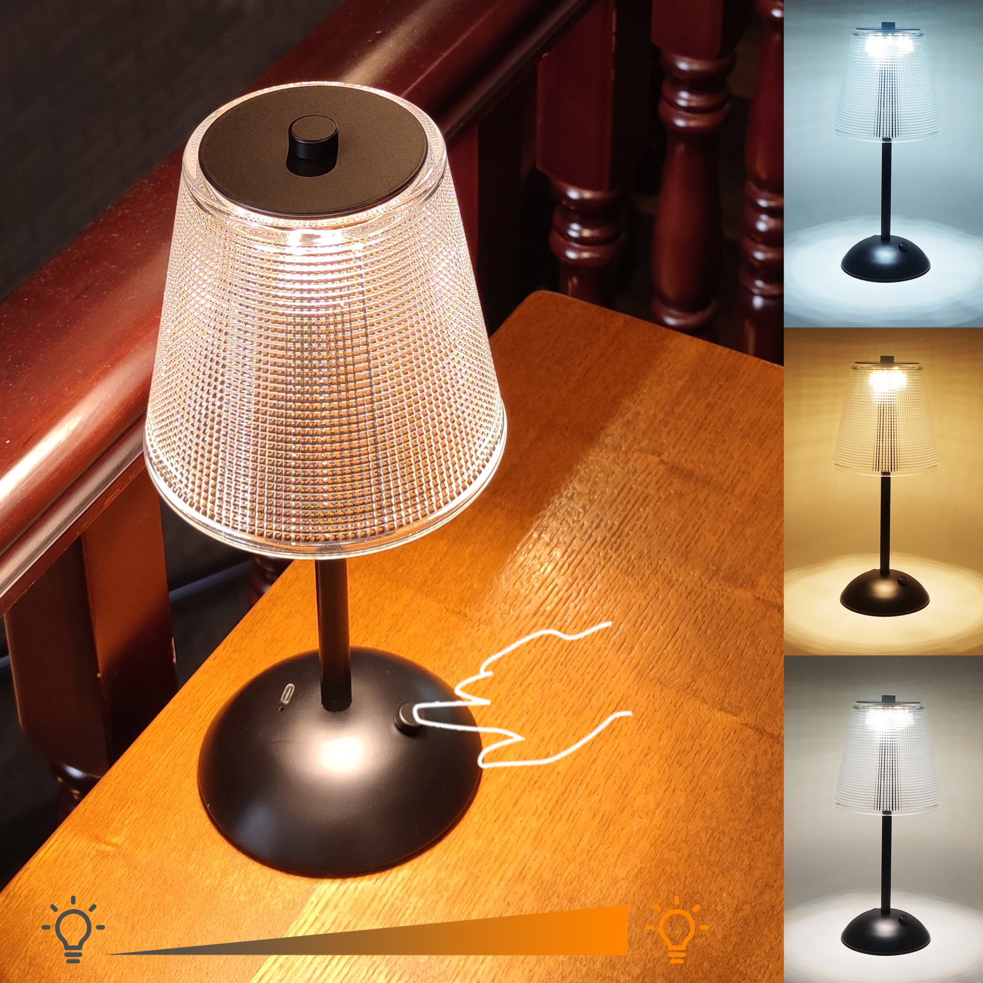 Amingulry Cordless Table Lamp, 4000mAh Rechargeable Battery Operated ...