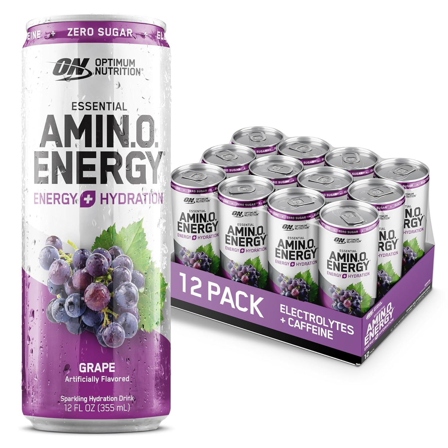 Amino Energy Sparkling Hydration Drink, Electrolytes, Caffeine, Amino ...