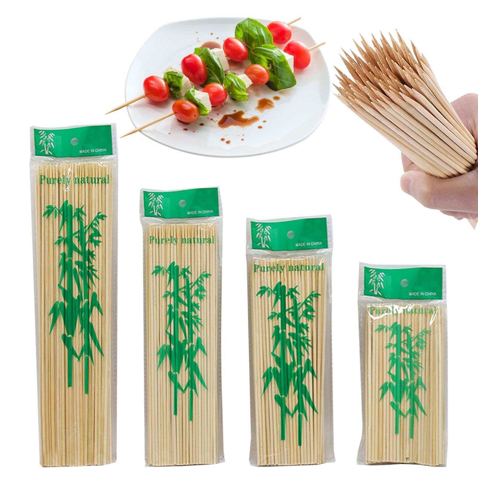 Aminojy 100Pcs Bamboo Toothpicks, Food Sticks for Appetizers, Fruit ...