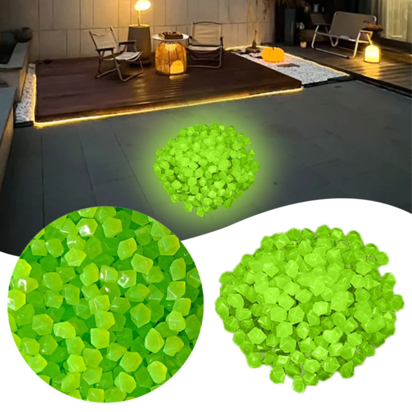 Aminojy 200PCS Blue Glow in The Dark Stones - Luminous Garden Pebbles ...