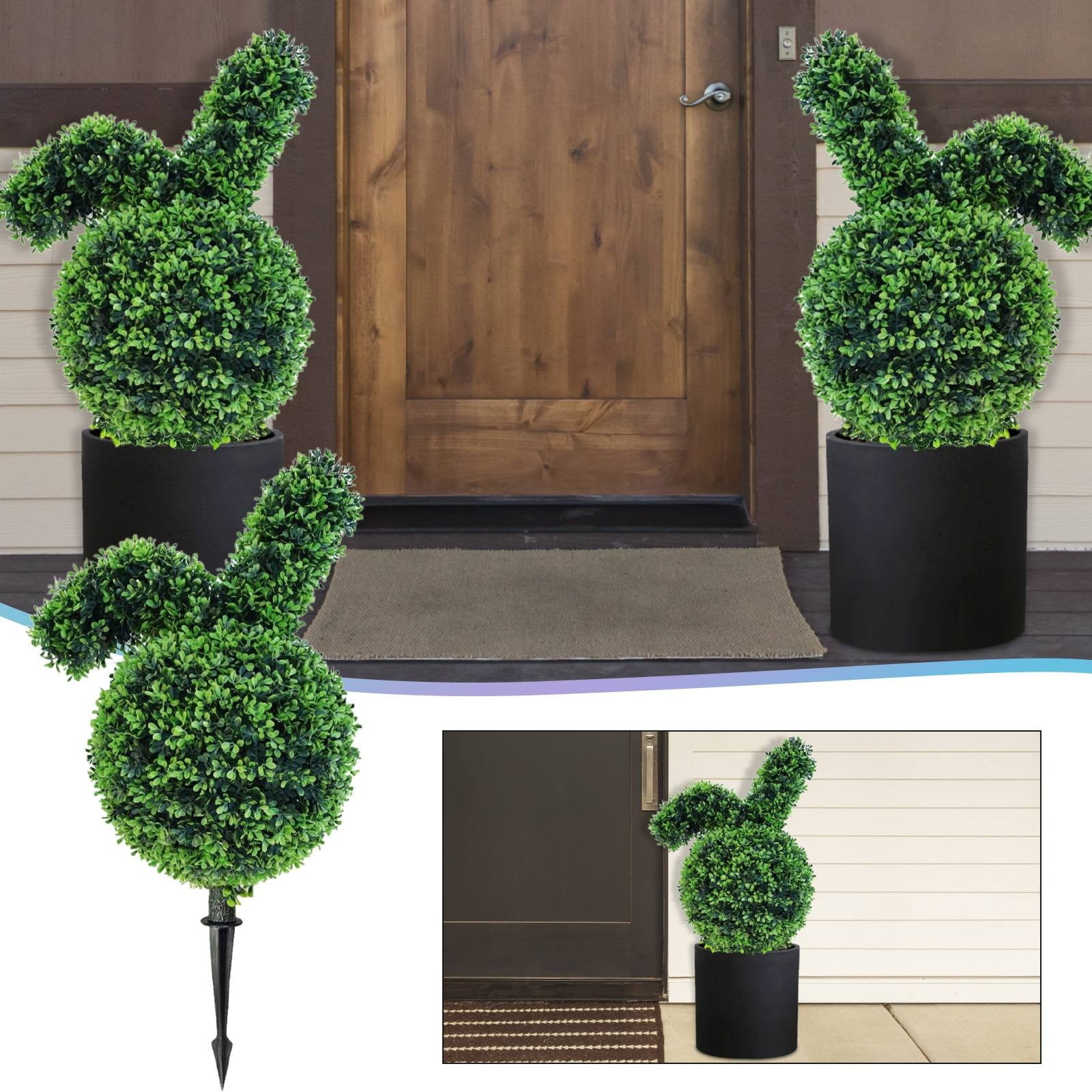 Aminojy Artificial Bunny Shaped Topiary Trees with Ground Spike, Faux ...