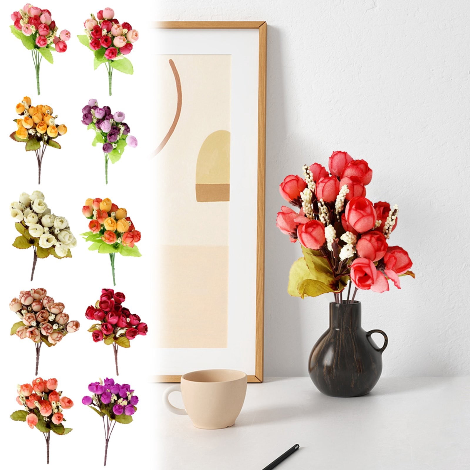 Aminojy Artificial Flower Bouquet Realistic Flowers Centerpiece ...
