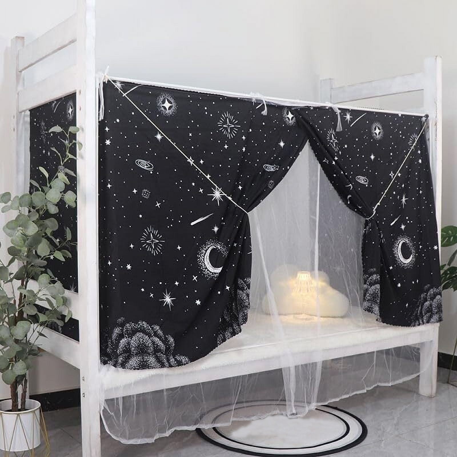 Aminojy Blackout Bunk Bed Curtains for Bottom Bunk - 350GSM Breathable ...