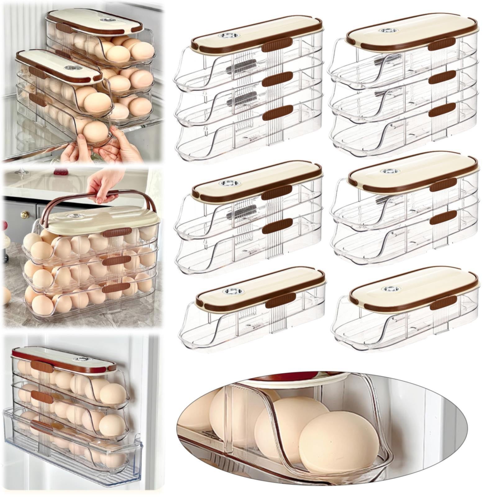 Aminojy Egg Holder for Fridge, Automatic Rolling Egg Container for Refrigerator, Stackable ...